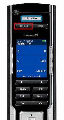 Accessing and using Device mode on a Harmony 720 or 785 remote ...